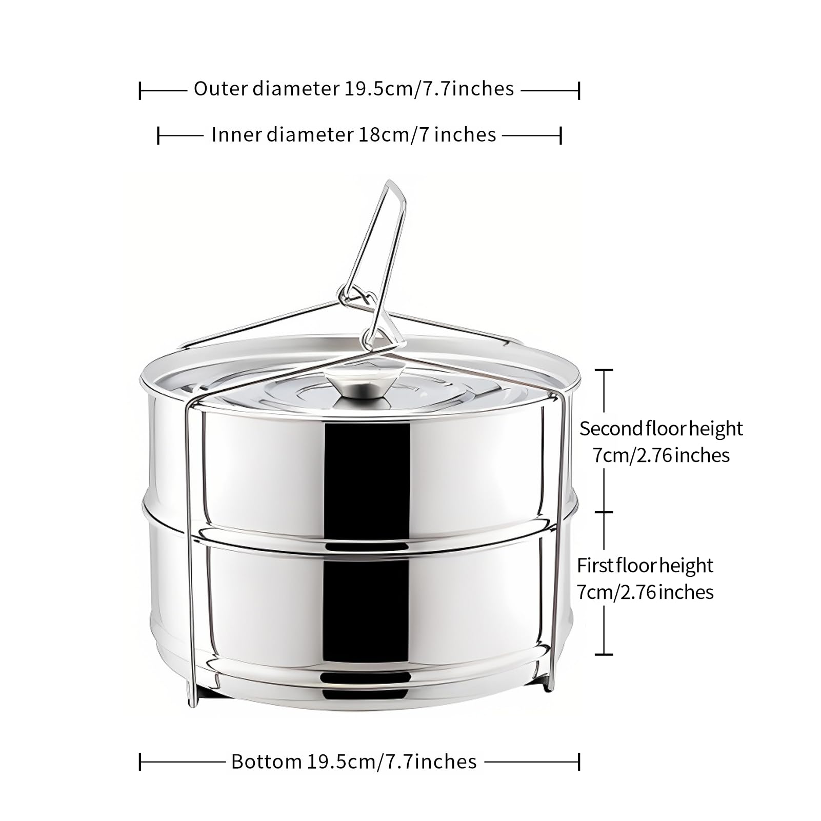 Kelepu Double Layer Steamer for Cooking Stainless Steel Steamer Two Layer Stackable Steamer Steamer With 1Piece Basket Double Steamer Pot for Cooking Dumplings Vegetables Fish In the Kitchen