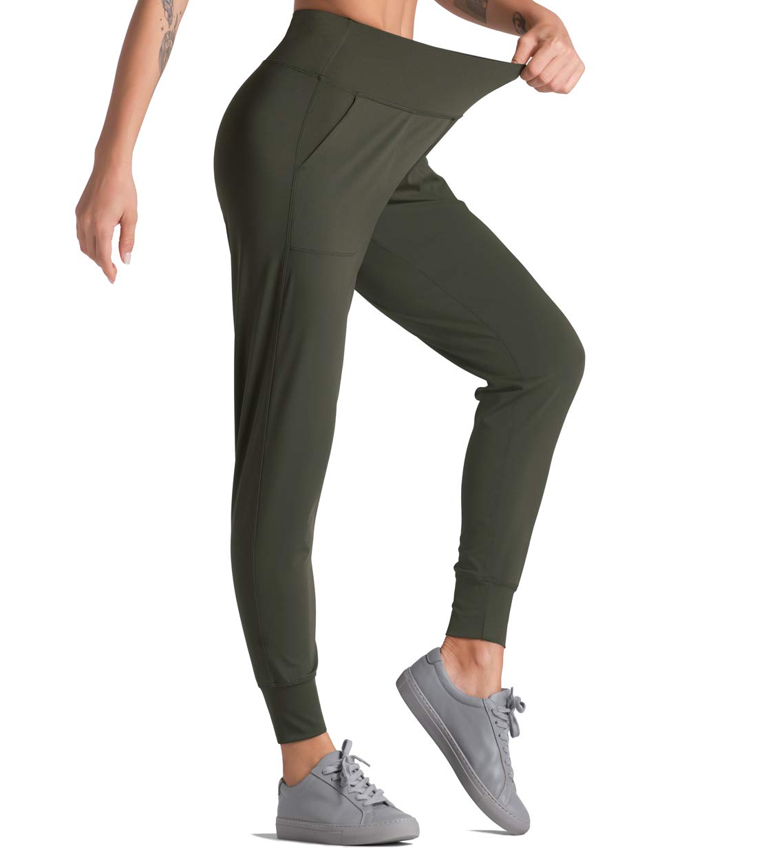 Dragon Fit Joggers for Women with Pockets,High Waist Workout Yoga Tapered Sweatpants Women's Lounge Pants (Medium, Joggers78-Dark Olive)