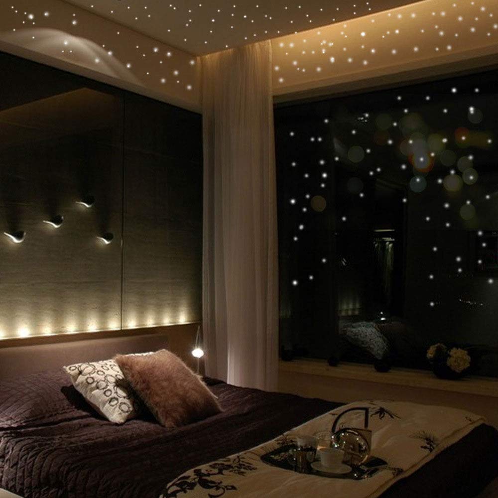Glow in The Dark Wall Stickers, BaaSid 407 Pcs Removable Glow in Dark Dots Wall Decals Stickers Room Decor Kit, Adhesive Dots Luminous Ceiling Decals for Kids Bedroom Halloween Home Decoration