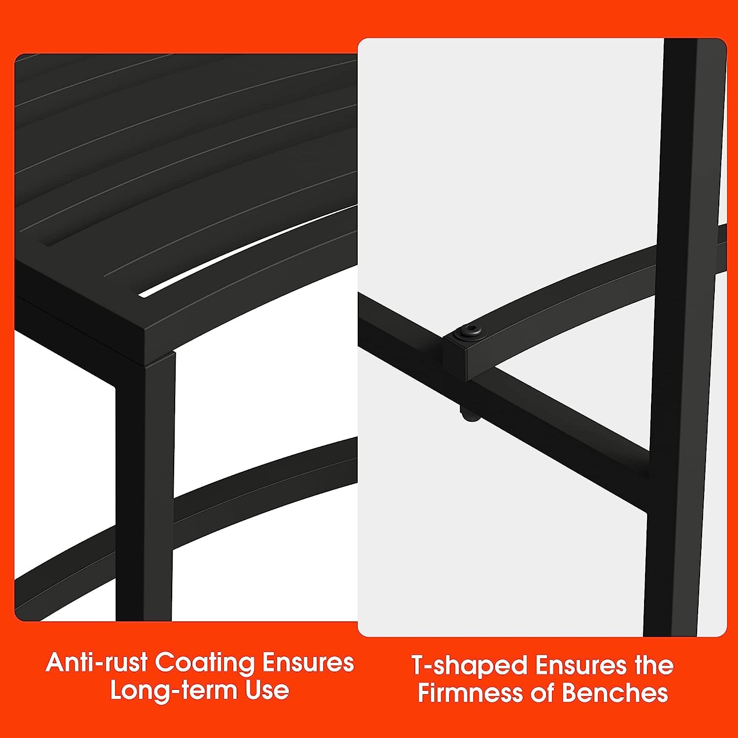Mingyall Heavy Duty Curved Fire Pit Bench Set of 4, Metal Outside Bench, Outdoor Fire Pit Seating, Steel Backless Fire Pit Bench for Garden, Patio, Porch, Backyard, Plant Stand