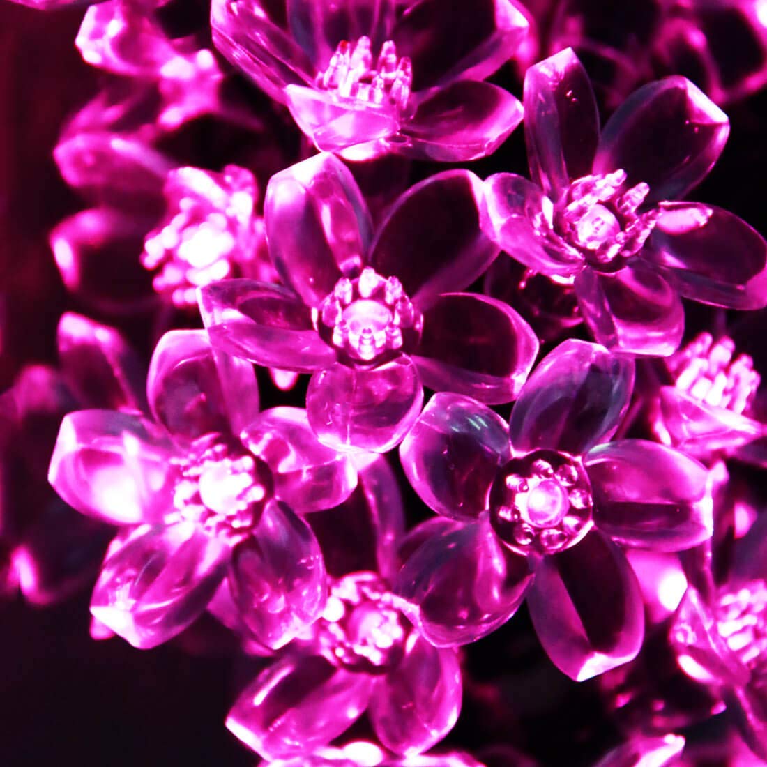 WONFAST Solar Flower Lights,Waterproof 23ft/7M 50LED Peach Blossom Flower Solar Fairy Decorative String Lights for Outdoor Gardens Homes Wedding Christmas Party Lighting Decorations (Pink)