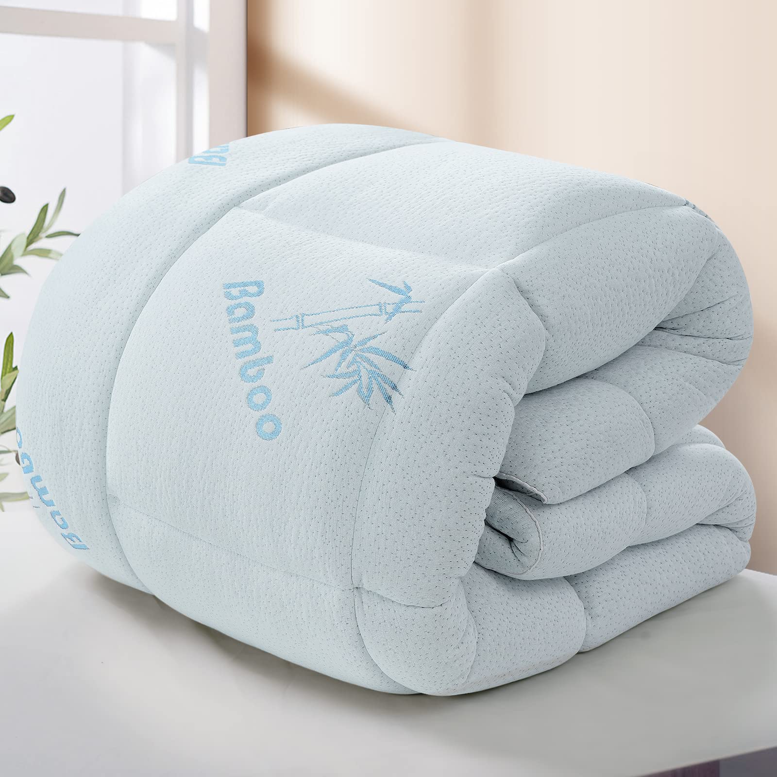 KELTARO Mattress Topper King Size,Extra Thick Cooling Viscose Made from Bamboo Mattress Pad Cover Plush Soft Noiseless Down Alternative Fill,with 8-21" Deep Pocket