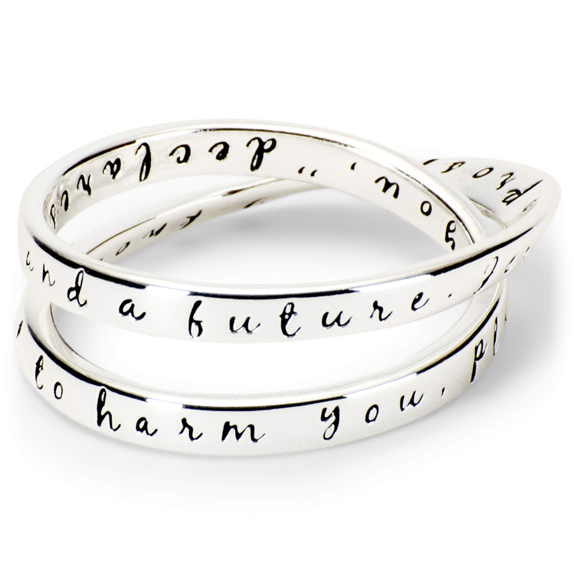 Dicksons Jeremiah 29:11 Inspirational Women's Double Mobius Silver-Plated Fashion Ring, Size 9