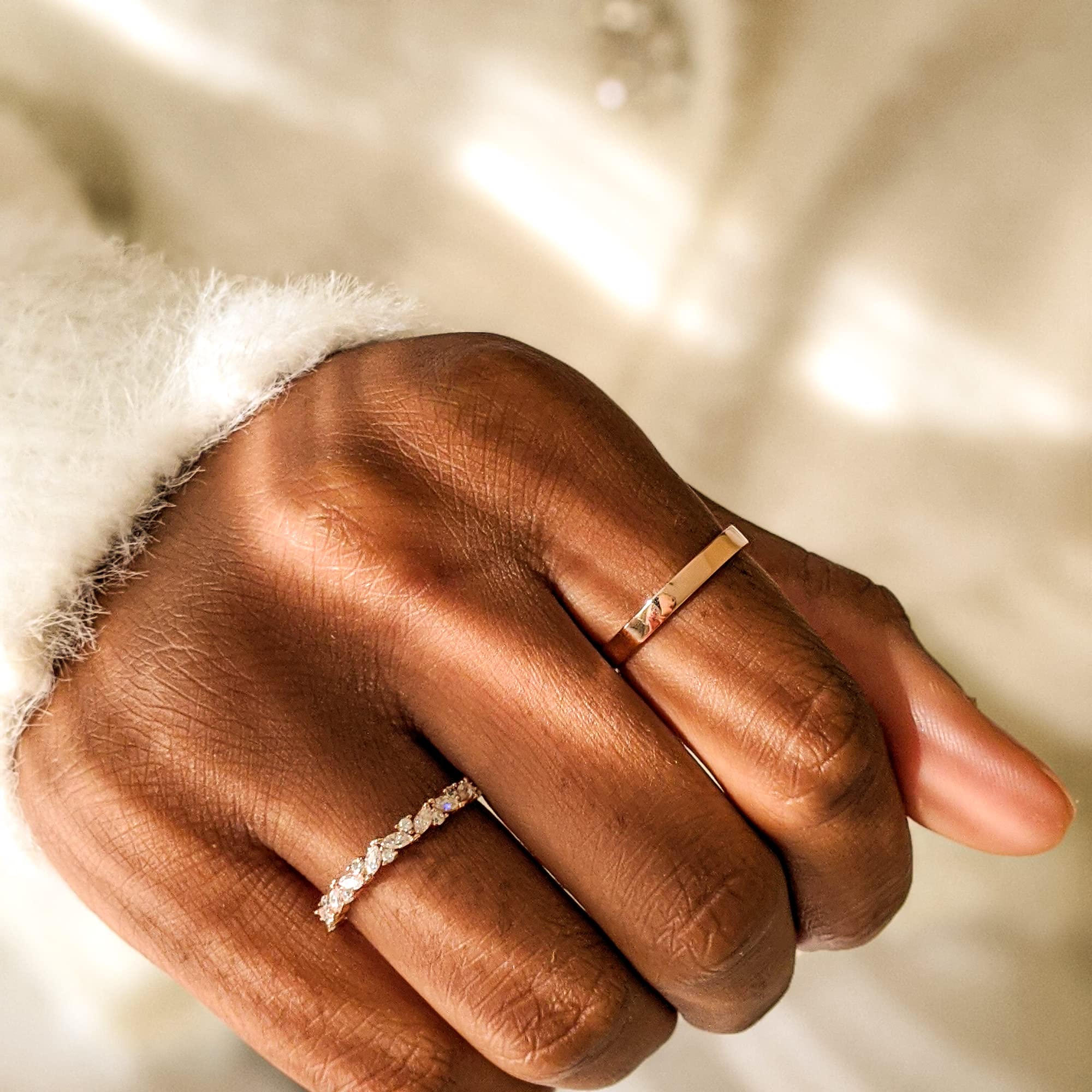 espere Simple Flat Band Ring 2.5MM Wide Bold Stacker | Classic Fine Stacking Ring 18K Gold Plated in Sterling Silver | Statement Ring for Women Jewelry Gift Size 6