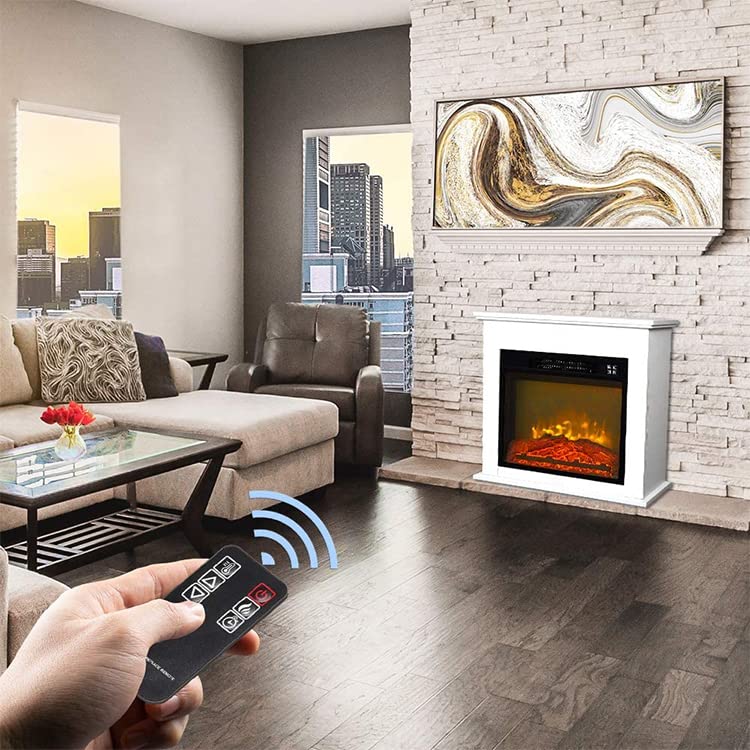 SussLi Electric Fireplace, 25 Inch Electric Fireplace Mantel Heate, Realistic Flame, Overheating Protection, for Small Spaces, Living Room Bedroom - 1400W (25in)