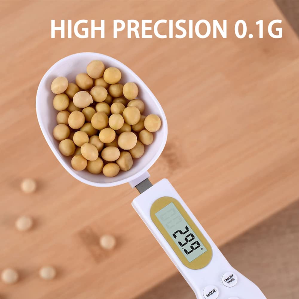 Digital Spoon Scale,Electronic Food Scale Digital Weight Grams and OZ,Kitchen Measuring Spoon Scale Coffee Scale for Coffee Power,Pills,Oil,Baking 500g/0.1g Measuring Spoons(White)
