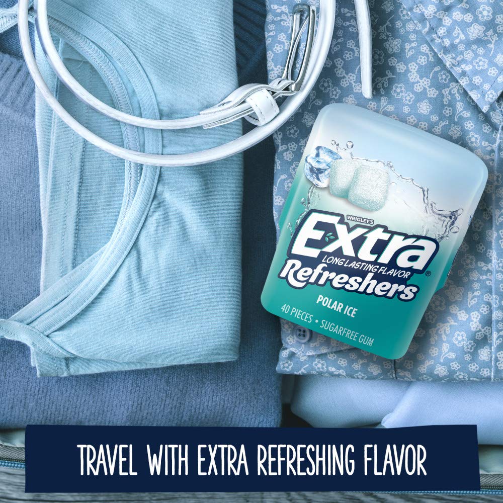 Extra Refreshers, Polar Ice Chewing Gum, 40 Count,Pack of 4