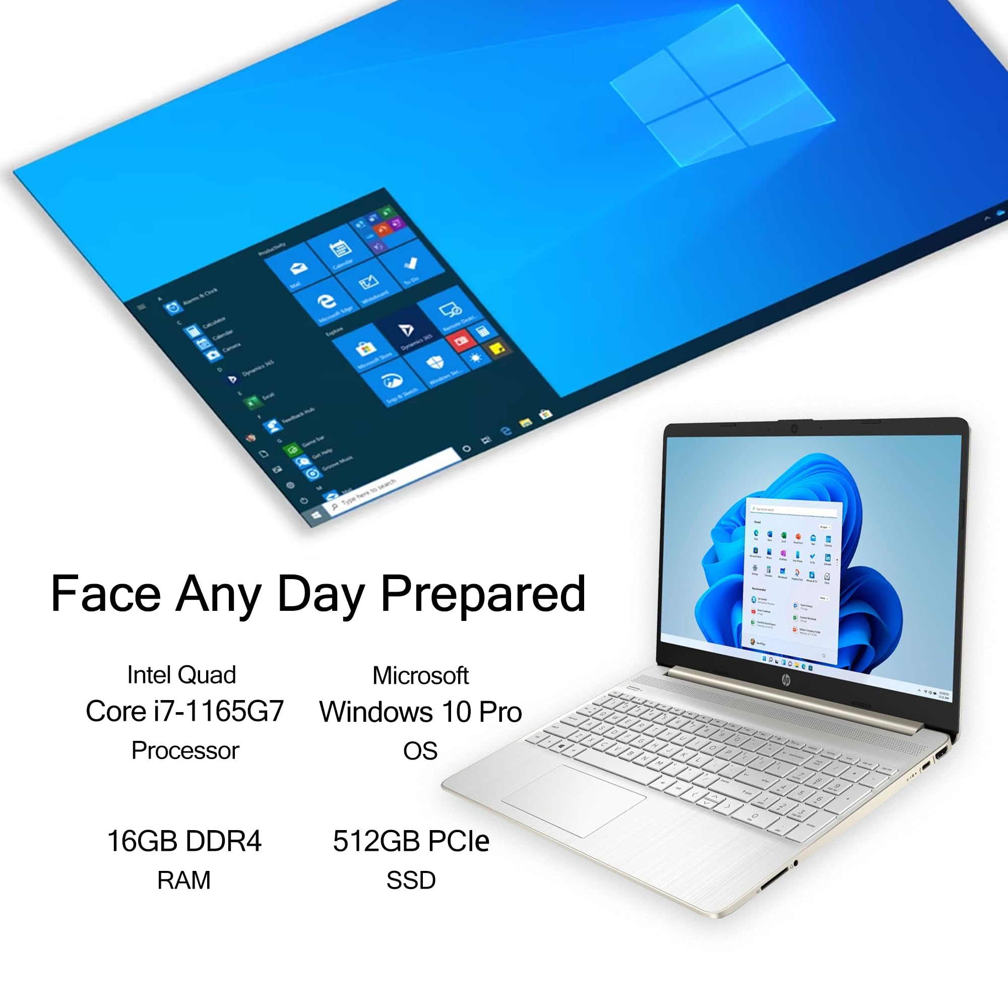 HP 15.6" FHD IPS Touchscreen Laptop, Intel Core i7-1165G7, 16GB RAM, 512GB PCIe SSD, HD Camera, Iris Xe Graphics, HD Audio with Stereo Speakers, Win 10 Pro, Silver, 32GB Hotface USB Card