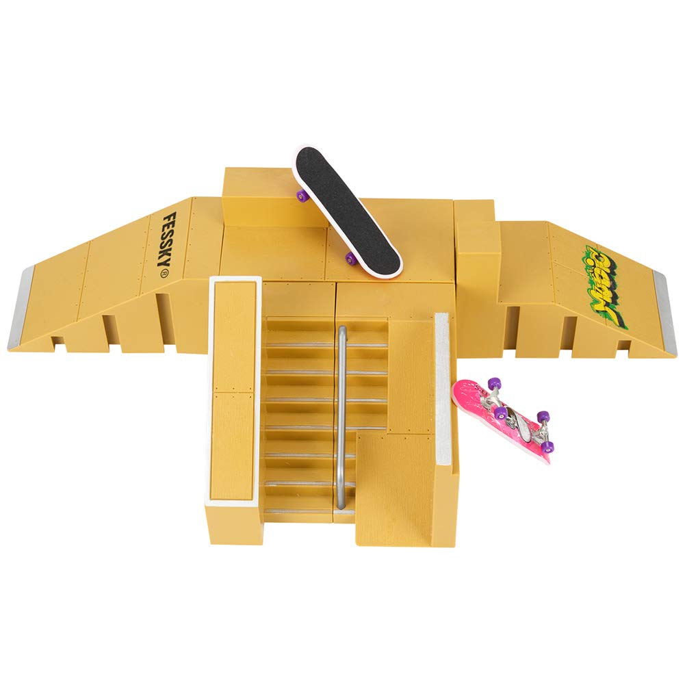 FESSKY Mini Finger Skateboards Ramp Parts Kit, Mini Fingerboards Training Props with Metallic Stents
