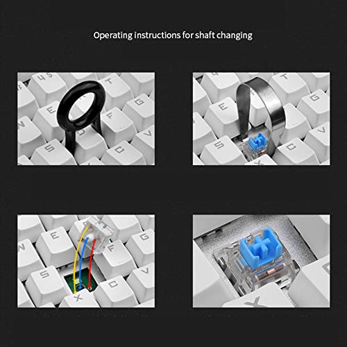 Funtasica Mechanical Gaming Keyboard RGB Backlit 104 Keys for PC, White Round Keycap, 440x154x34mm
