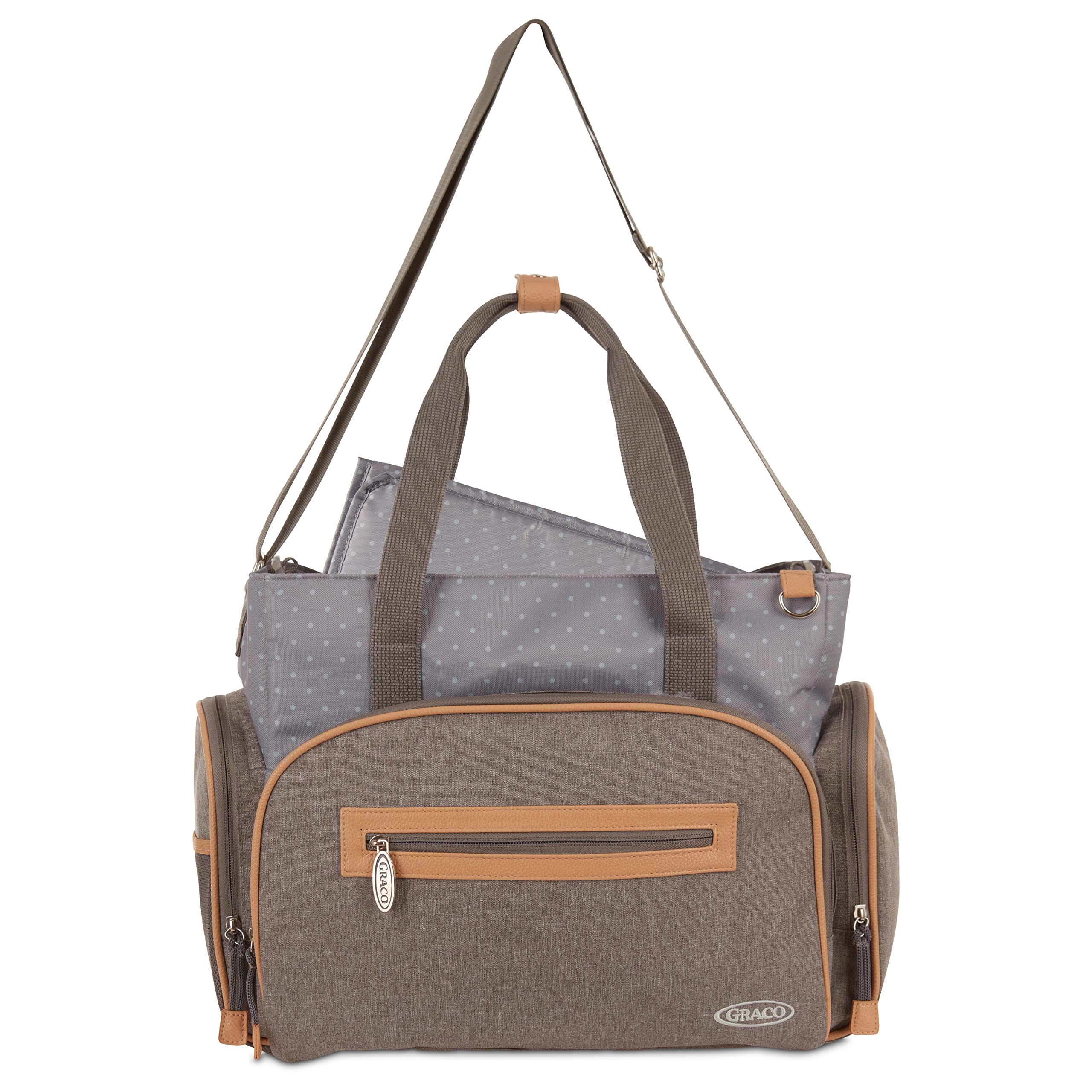 Graco Unisex Baby Diaper Bag Backpack and Tote with Changing pad, Canvas and PU, Large