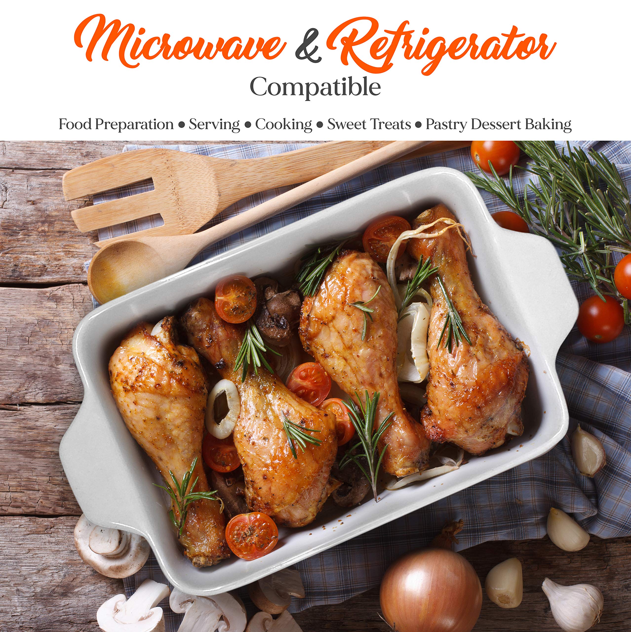 NutriChef 3-Piece Ceramic Casserole Dishes for Oven - Porcelain Bakeware Dishes w/Premium Non-Stick Coating & Built-In Handles - Dishwasher & Microwave Safe - 14.7"/10.8"/7.9" (Aqua)