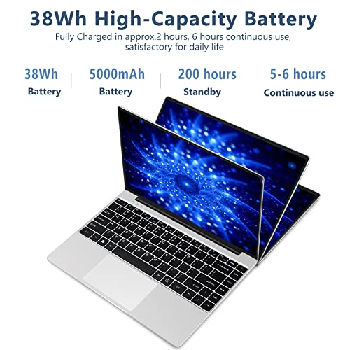 Ruzava/Aocwei Laptop Windows 10 14" 6GB DDR4 64GB Storage Intel N4020 (Up to 2.8Ghz)2-Core 1920x1080 FHD Dual WIFI BT 4.2 Mini HDMI Support 512GB TF 1TB SSD Expand for Work Study Entertainment-Silver