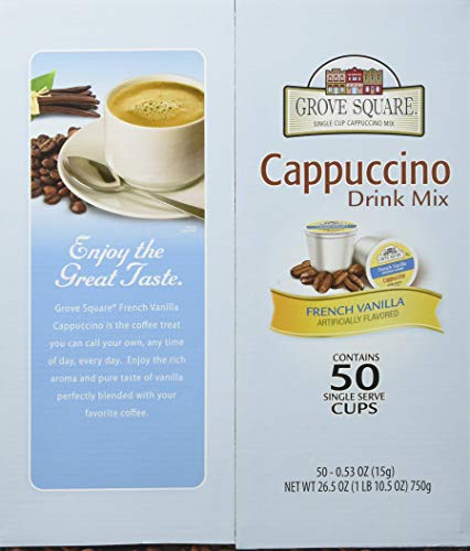 Grove Square Cappuccino Pods, French Vanilla, Single Serve, 50 Count (Pack of 1) - Packaging May Vary