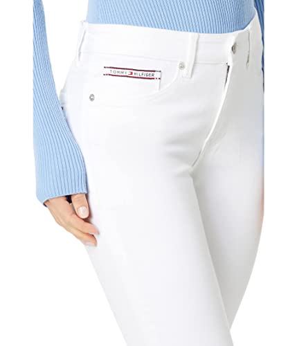 Tommy Hilfiger Women's CFF ANKL PNT W/LGO, Bright White, 12