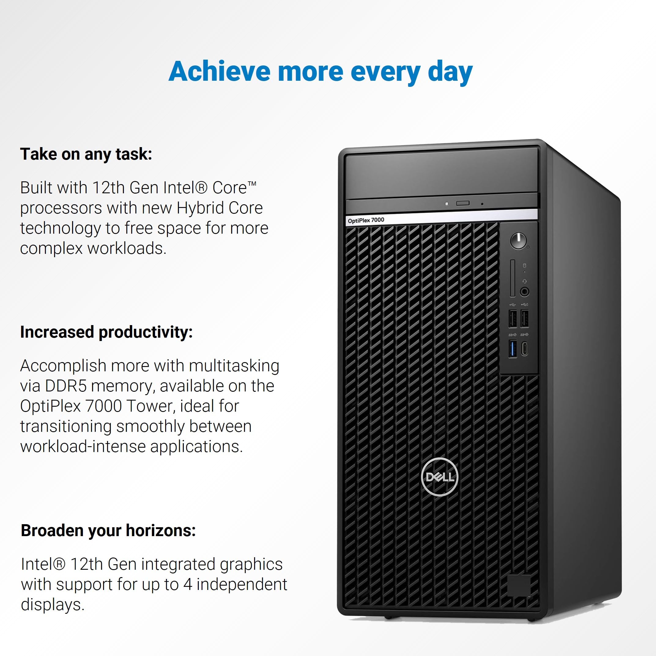 Dell OptiPlex 7000 Series Business Tower Desktop, Intel Core i7-12700 Processor, 64GB DDR5 RAM, 2TB PCIe SSD, DVD, DisplayPorts, Wi-Fi, Windows 11 Pro, Black