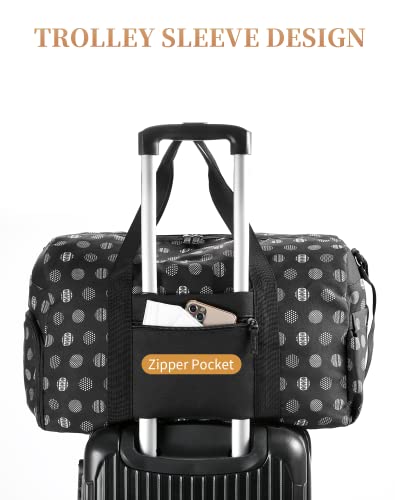Marvolia Small Gym Bag for Women - Duffle Bag for Travel Weekender Bag with Shoe Compartment Carry on Bag for Women - Black