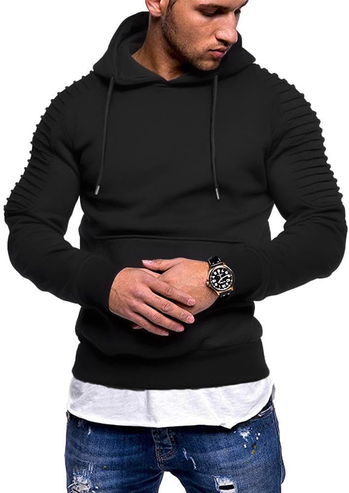 COOFANDY Men's Black Hoodies Sport Gym Hooded Active Athletic Pullover Casual Hooded