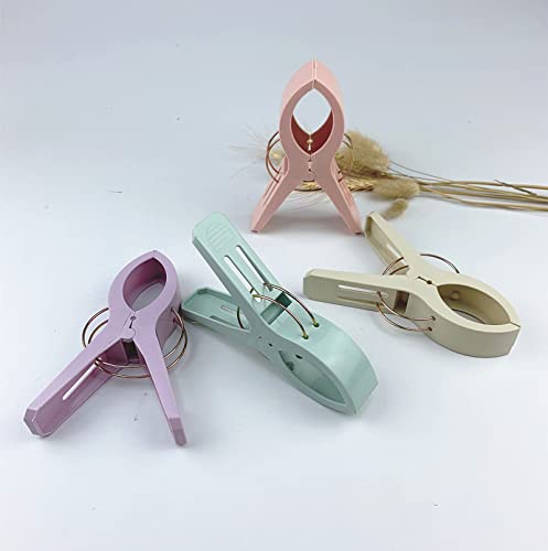 JUNDE 12 Pcs Beach Towel Clips Chair Clips Towel Holder for Pool Chairs on Cruise-Jumbo Size,Plastic Clothes Hanging Clips Clamps to Keep Your Towel from Blowing Away