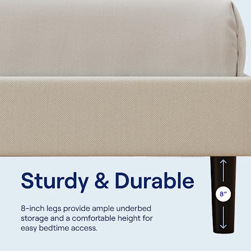 Nectar Bed Frame & Headboard - Linen - Full - 8 Inch Legs and Sturdy Wooden Slats for Support - Contemporary and Durable Upholstery - Holds Up to 700 Pounds - Easy Assembly