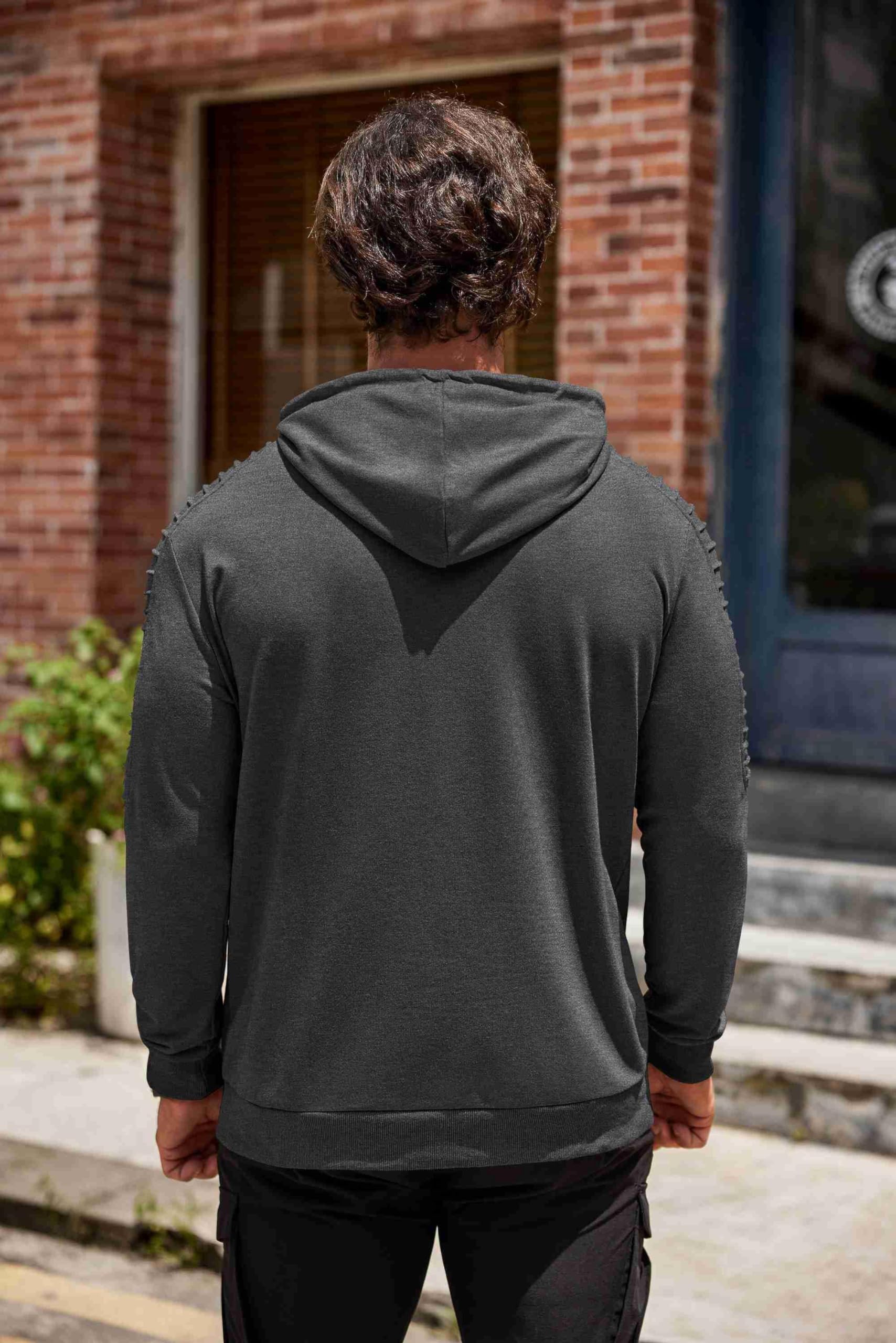 COOFANDY Men's Workout Hoodie Gym Sport Sweatshirt Athletic Pullover Casual Fashion Hooded With Pocket (Dark Gray., Large)
