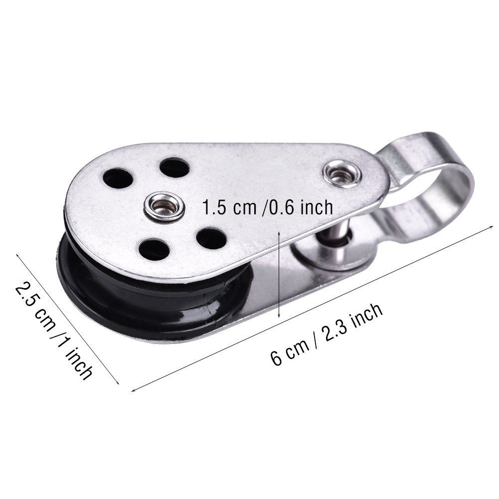 Dilwe Rope Pulley Block, Stainless Steel Single Pulley Block Kayak Canoe Boat Anchor Trolley Kit for Boating Sailing