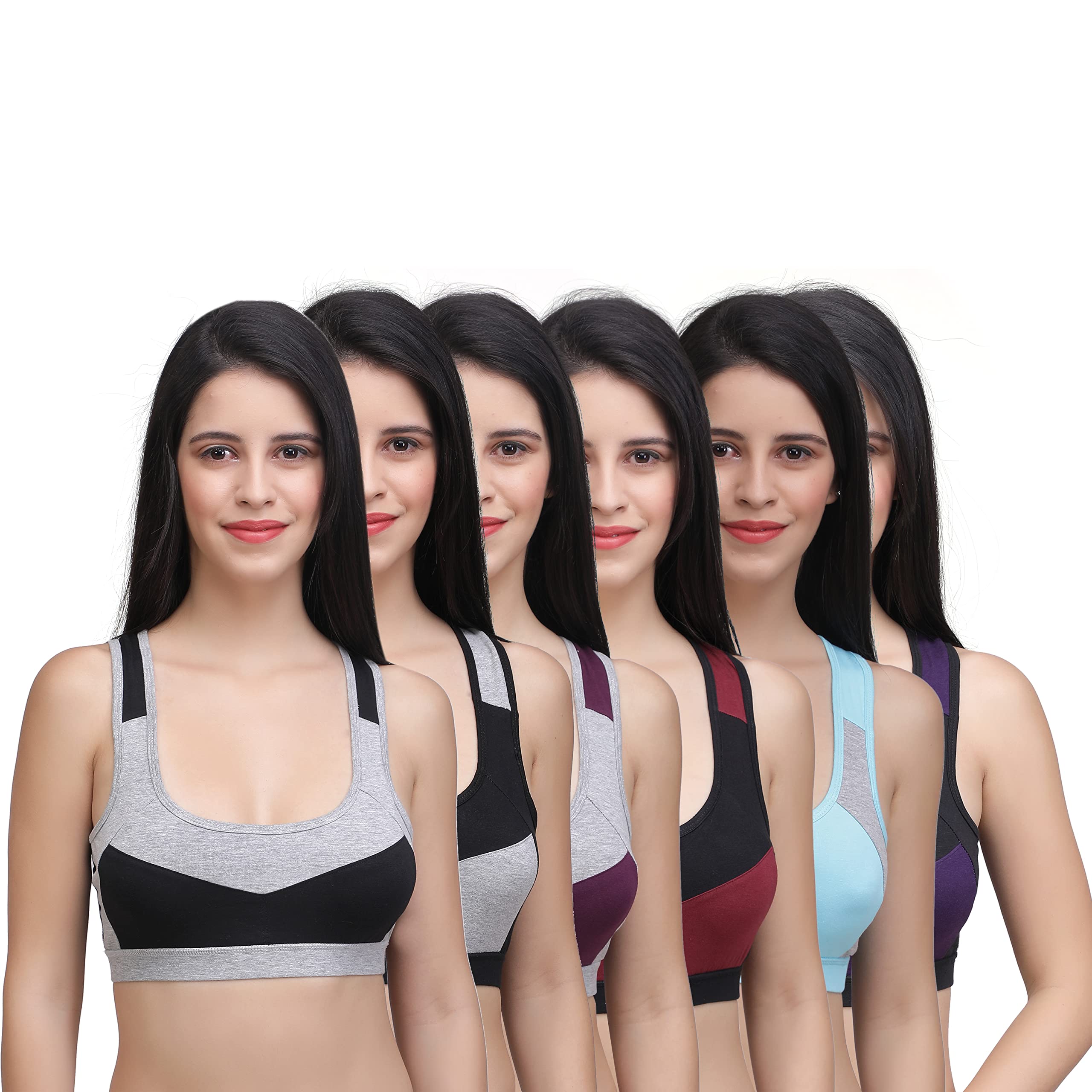 Ellen Bell Women's Sports Bras for Yoga, Gym Full High Support Cotton Removable Pads | EB-003 |(Wine,XXL)