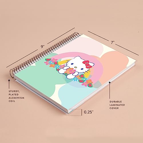 Erin Condren 7" X 9" Priorities And Notes Platinum Spiral Notebook - Rainbow Relaxation, 160 Lined Page Note Taking & Writing Notebook, 80 Lb, Thick Mohawk Paper, Stickers Included