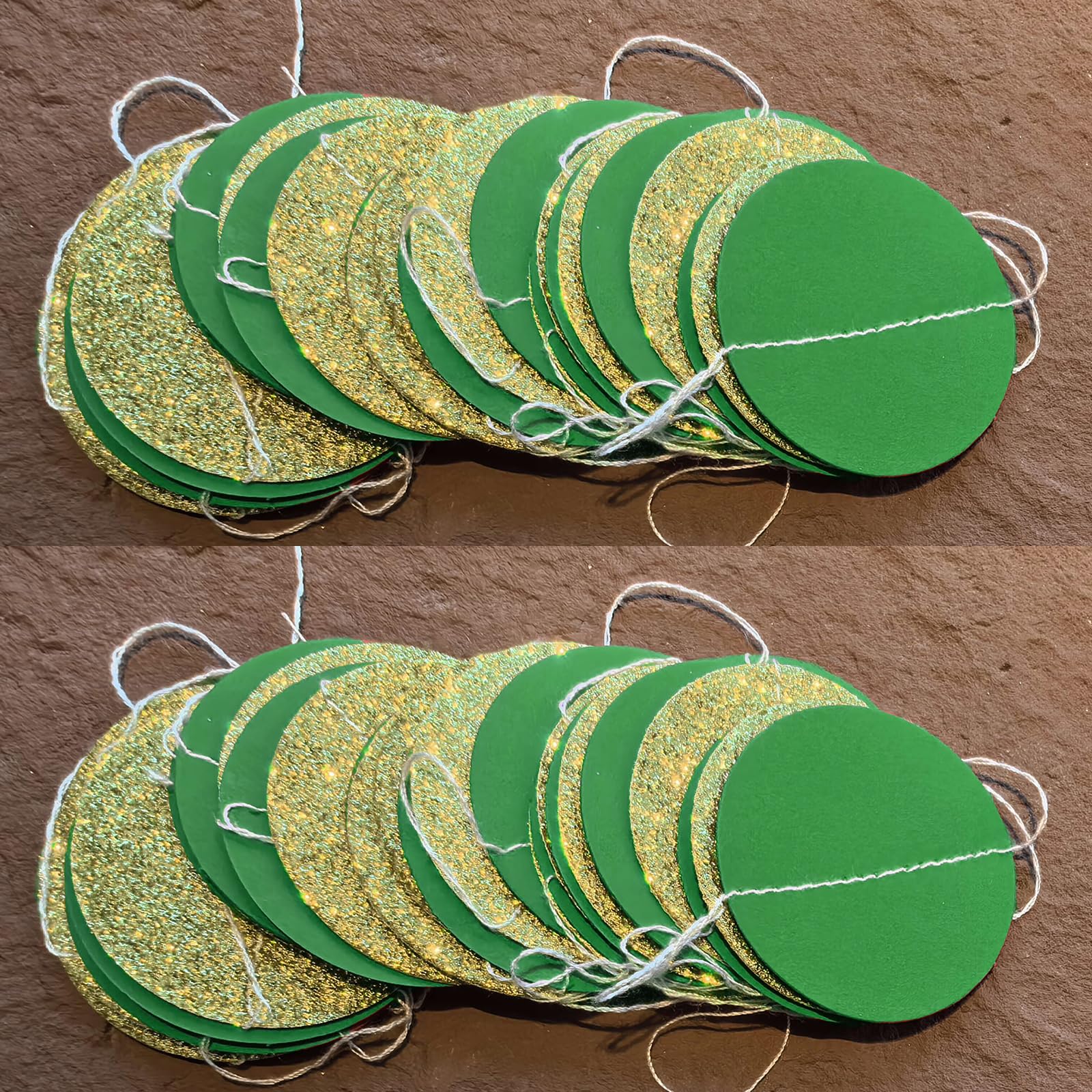 Graduation Party Decorations Green Gold 2024/Green Gold Graduation Decorations/Glitter Gold Green Birthday Party Decorations/St. Patrick’s Day Decorations/2pcs Paper Circle Garlands