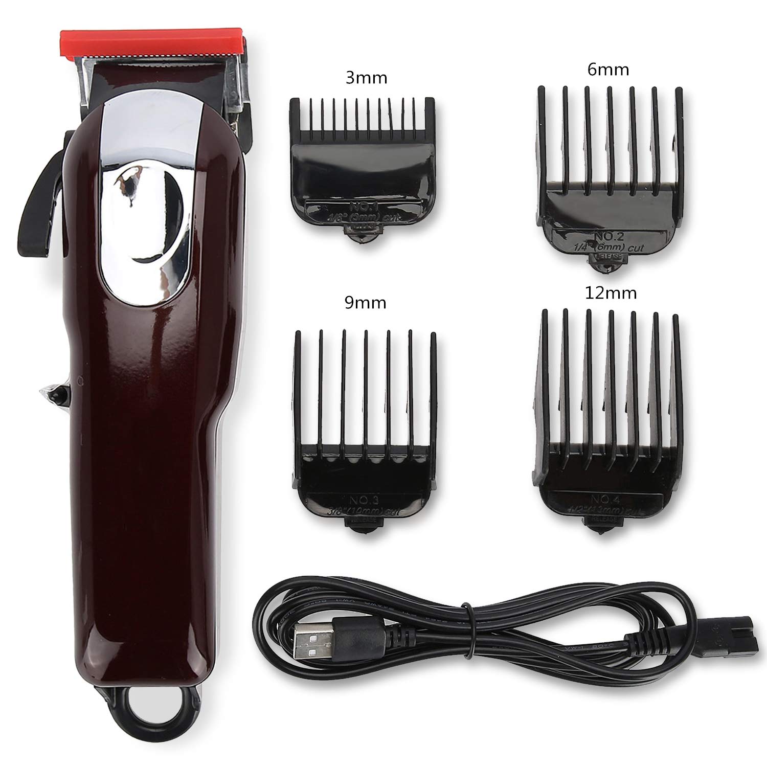 Dioche Hair Clippers for Men, Cordless Home Trimmer Cutting Kit Wireless USB Hair Clipper Trimmer Electric Hair Cutting Machine Cutter Clipper with 4 Guide Combs