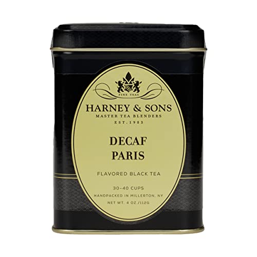 Harney & Sons Decaf Paris, 4oz Tin of Loose Leaf Black Tea w/Fruit and Caramel Flavors