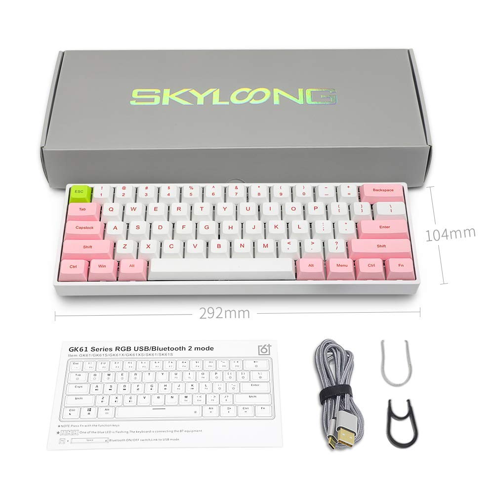 YUNZII SK61 Pink Hotswap Mechanical Gaming Keyboard with Optical Switch, RGB, Programmable Custom Keyboard (Gateron Blue Switch, Pink 61 Keys)