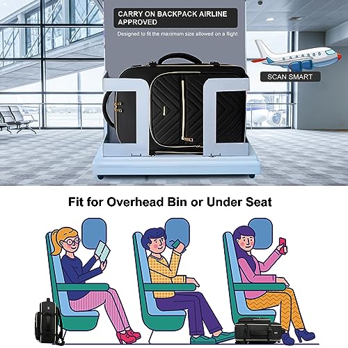 MOMUVO Large Travel Backpack for Women Airline Approved, 30L Carry on Backpack Flight Approved, 17 Inch Laptop Backpack Waterproof Luggage Backpack for Weekender Overnight Business