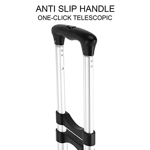 HOIGON Folding Hand Truck, 80lbs Capacity Portable Aluminum Folding Luggage Cart with 2 Wheels, 2 Bungee Cords for Moving, Shopping, Travel, Black