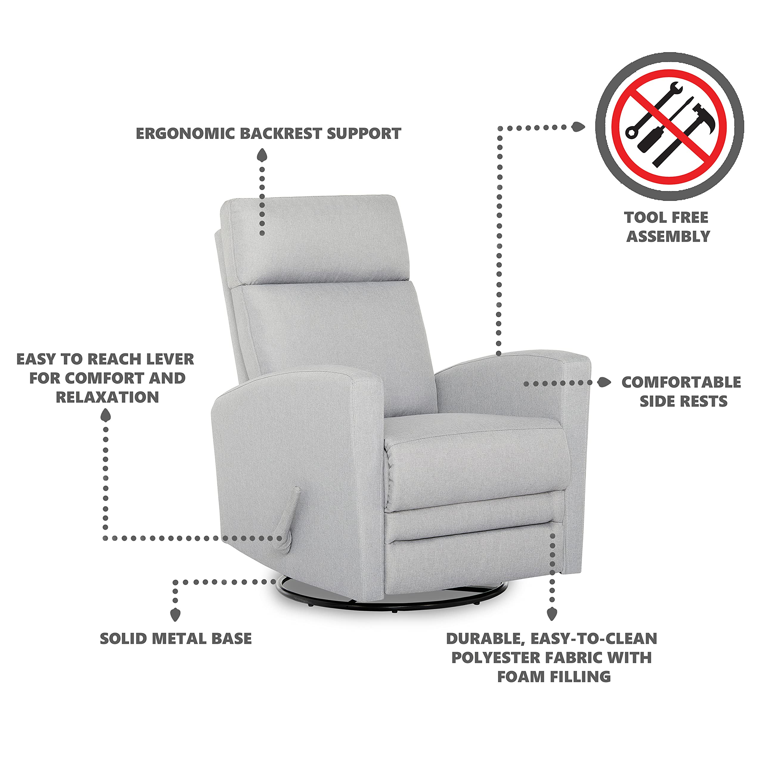 Dream On me Chatham Plus Swivel Glider,Grey
