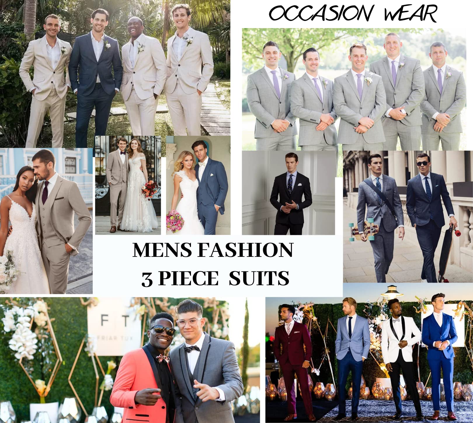 COOFANDY Mens Slim Fit Dress Suit Formal Business Blazer Wedding Prom Blazer Jacket Vest Pants (Dark Grey XS)