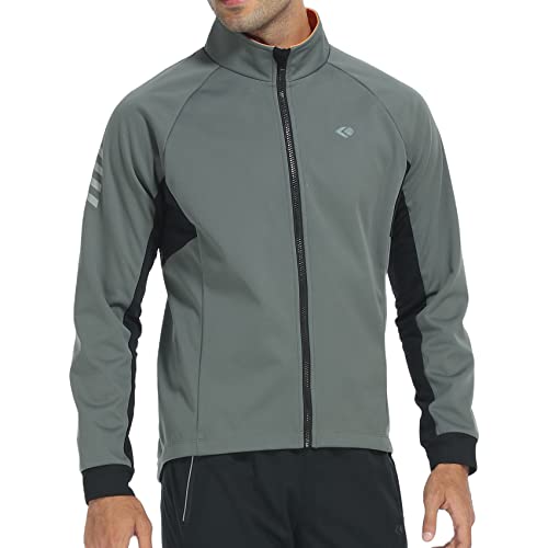 DIFOS Men's Windproof Running Cycling Jackets Windbreaker Thermal Bike Coat with Rear Pocket(L,Black)