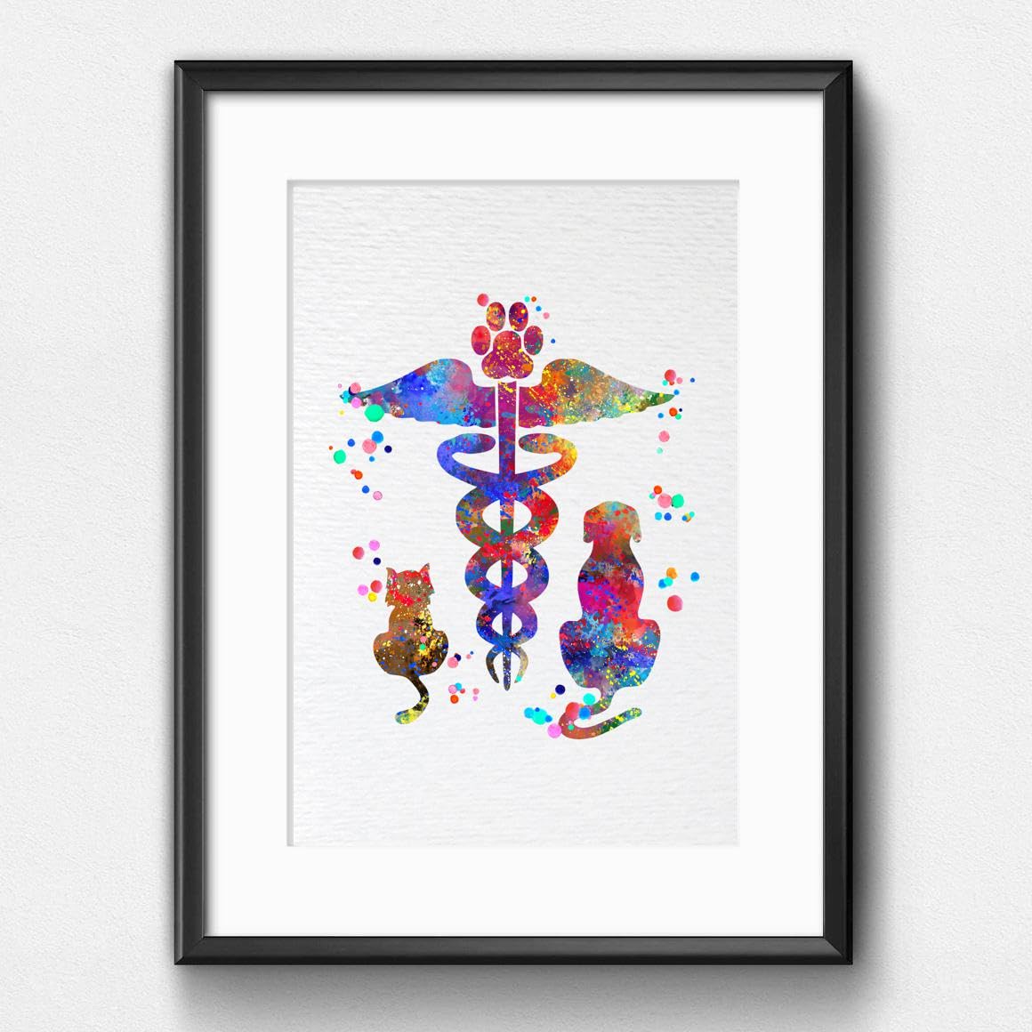 Dignovel Studios 8X10 Unframed Veterinary Caduceus Animal Clinic Pet Watercolor Art Print Poster Housewarming Wall Art Giclee Office Home Decor DN539