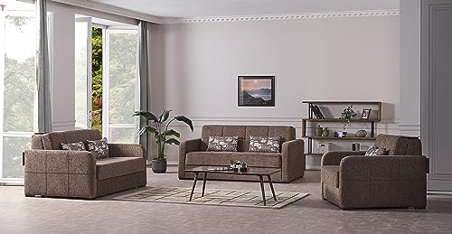 Sweethome Stores 72" Pull Bed with Storage, Firm, Fabric, 650 lbs Capacity, Sleeper Sofa, Futon for Living Room or Home Office Convertible Couch, Classique Sofabed, Brown