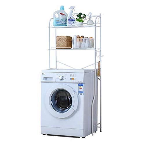 Hokcus Multi-Functional Shelf Washer Storage Frames for Over Toilet,Shelf 2-Layer Over Washinghine Storage Rack,Utility Metal Bathroom Shelf,Adjustable Foot Pad - 2 Layers with 3 H