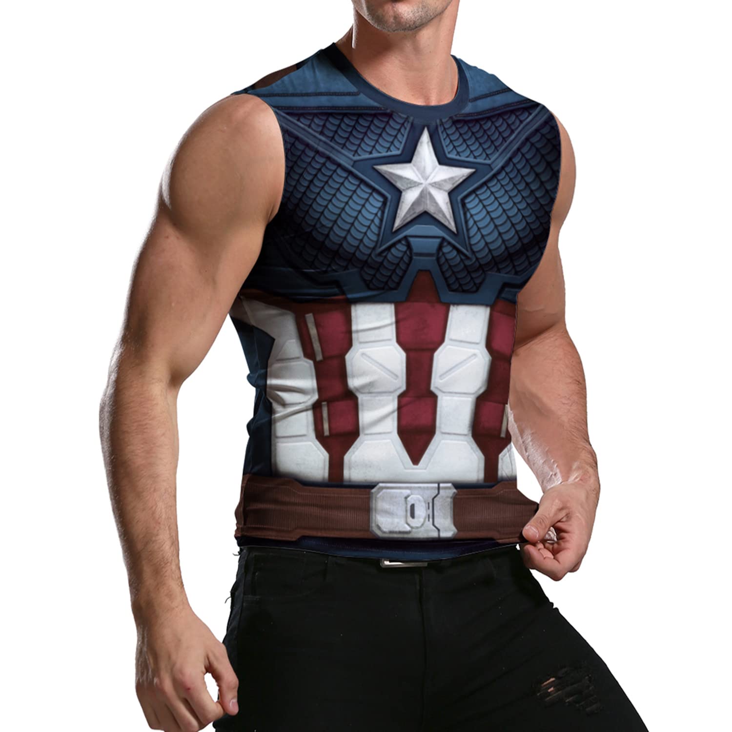 Dimplier Men's Compression Shirts Sleeveless Tank Tops Athletic Quick Dry Workout Running Fitness Gym T-Shirt