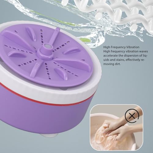 Mini Turbo Washing Machine Efficient Portable Washer for Small Clothes Baby Clothes Fruit Plates for Individual Traveling (Purple)