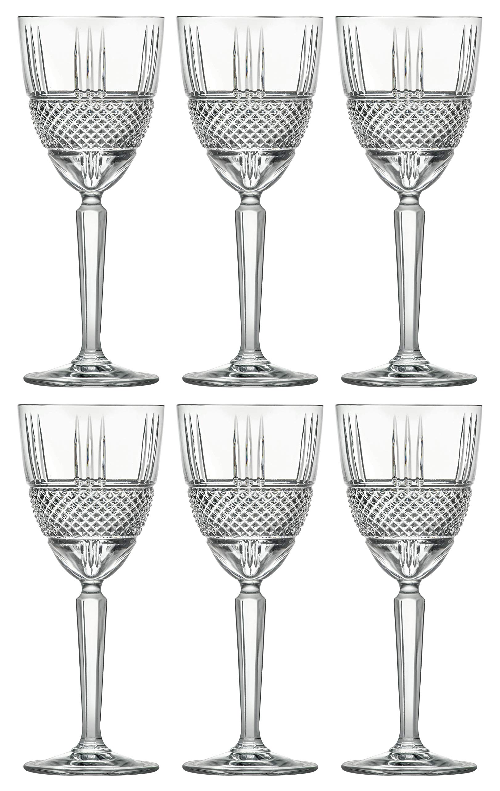 Goblet, White Wine Crystal Glass, Water Glass, Stemmed Glasses, Set of 6 Goblets, 8 oz, Beautifully Designed, by Barski, Made in Europe