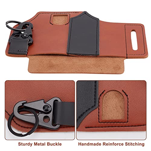 GORGECRAFT Leather EDC Pocket Organizer for Men Leatherman Pen Holder Sheath Key Fob Flashlight Sheath Holster EDC Leather Pouch Multitool Sheath for Belt(Black)