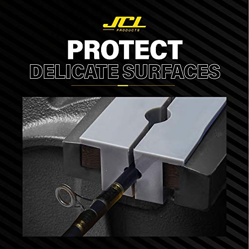 JCL Soft Vise Jaws | 4 inch vice jaws (2 pack), including 1 set grooved and 1 set flat | Use on any Metal Bench Vise to safely clamp flat, round or irregular shapes objects
