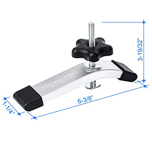 FOCANDPRO T Track Hold Down Clamps- Double-Cut Profile Aluminum T-Track Clamps 6-3/8" L X 1-1/4"W -Woodworking and Clamps-Fine Sandblast Anodized -Silver Color -2 Pack