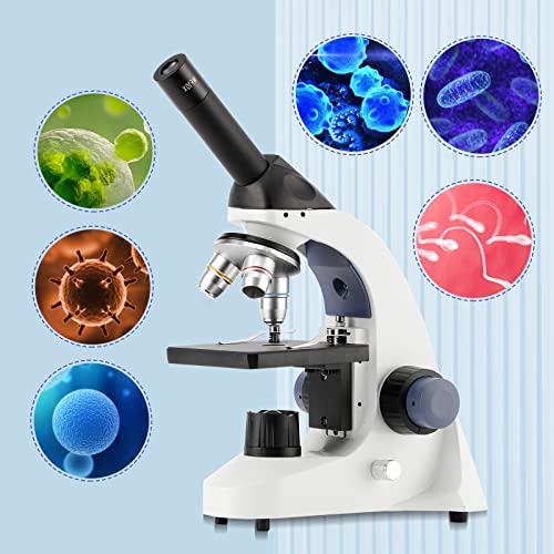 Monocular Microscope Camera Kids Adults - 40X-2000X Monocular Microscope for Kids Adults Students with Electric Eyepiece, Storage Bag, Metal Eyepiece, Slides (2022