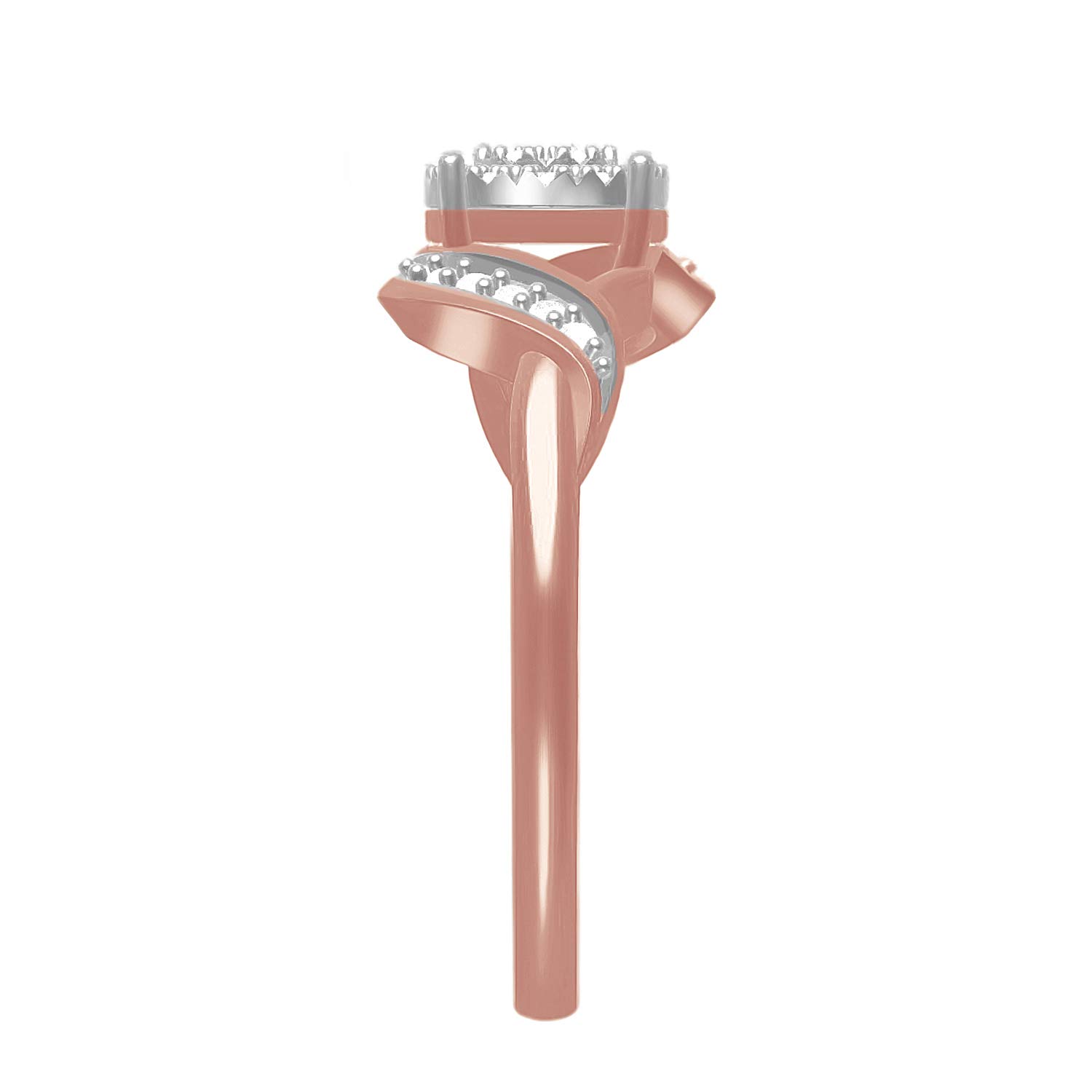 Eternal Bliss 1/5 cttw Round Natural Diamond Ladies Cluster Engagement Ring In 10k Two Tone Rose & White Gold (7.5)