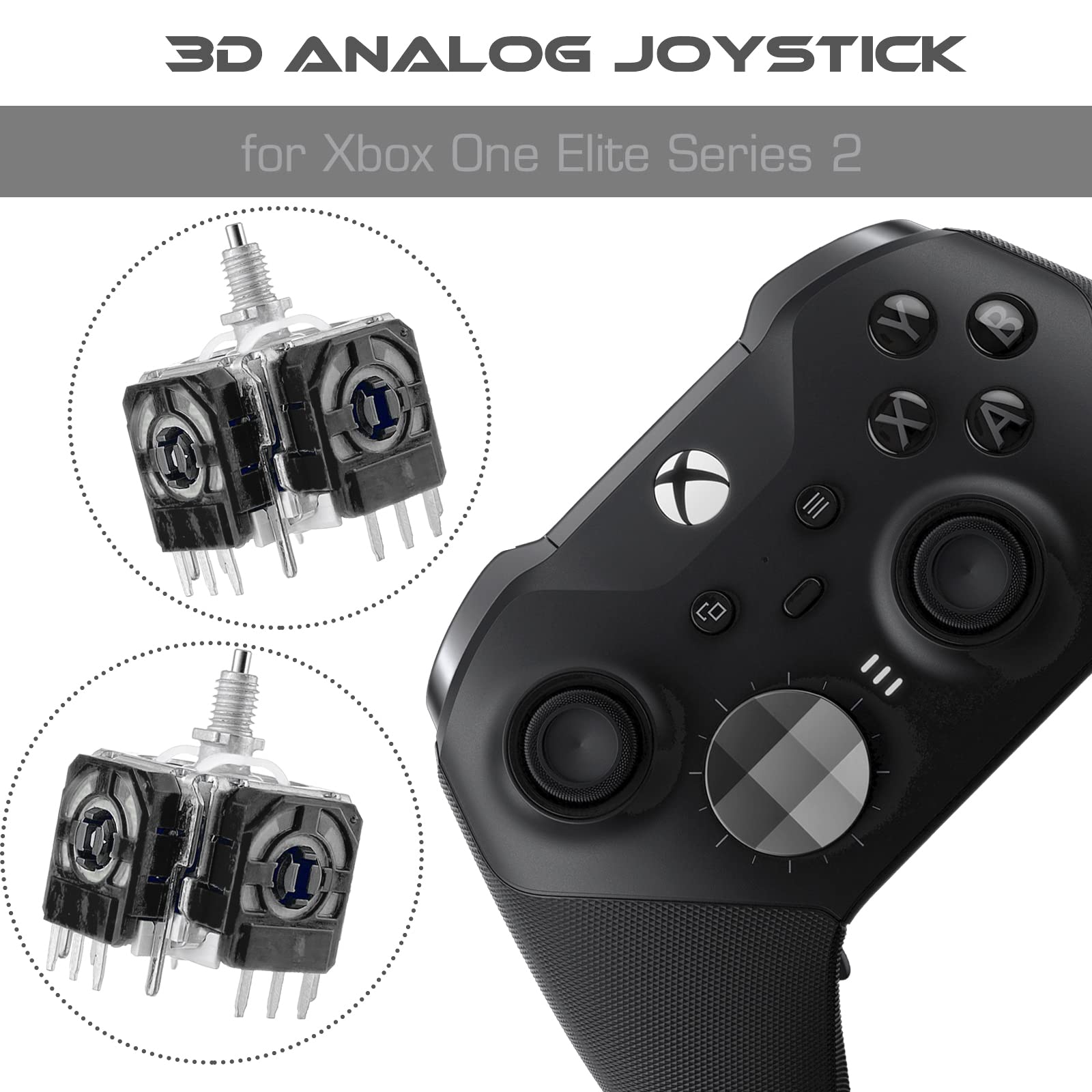 Gorliskl 2 Pack Controller 3D Analog Joystick Thumb Sticks Replacement Repair Parts for Xbox One Elite 2- - Fixes Stick Drift, Broken, and Loose Joysticks on Elite Series 2 Controllers