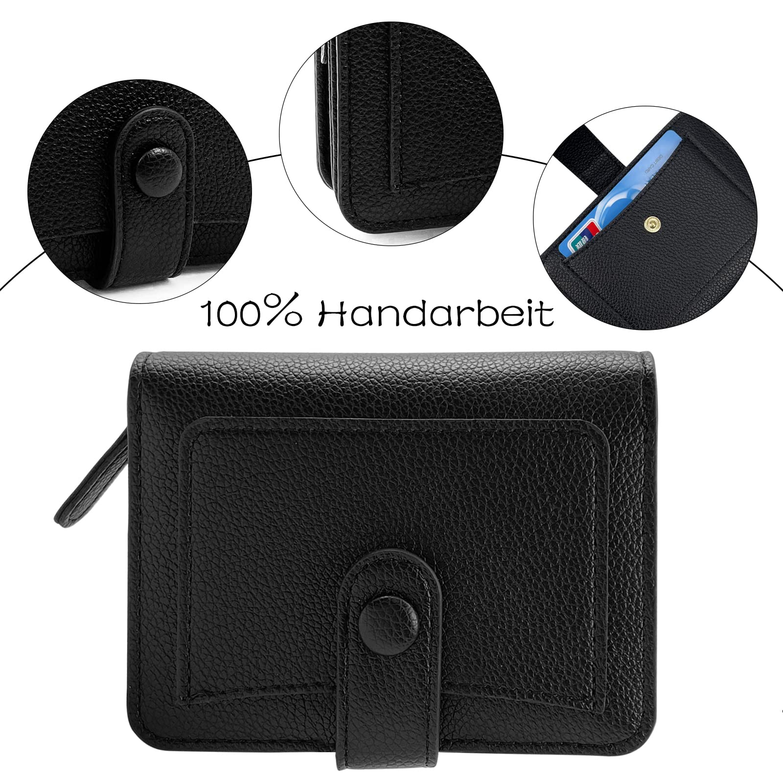 Eslcorri Small Wallet for Women, Leather Bifold Compact Wallet Ladies Mini Purse Card Holder Organizer with Zipper Coin Purse